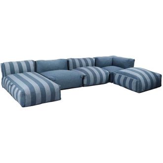 Oviala Salon de jardin modulable ray&eacute; 5 places bleu pacific - Mixi