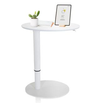 hjh OFFICE 830055 Table Haute réglable en Hauteur Stand III Blanc Table dappoint pupitre avec vérin à gaz, Hauteur jusquà 104,5 cm