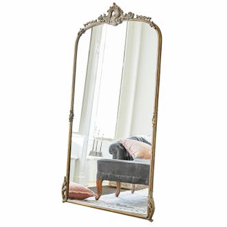 Loberon Spiegel Choni, &Uuml;ppige Ornamentverzierungen, Antiker Look, Wandspiegel, Wohn-Accessoire, Eisen, Spiegelglas, Polyresin, antikgold/klar