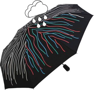 Knirps Regenschirm Damen Taschenschirm Large Duomatic Wet Print Rope Schwarz