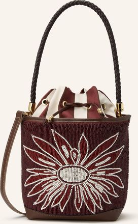 ViaMailBag Viamailbag Beuteltasche Bouquet Flower Mit Schmuckperlen braun