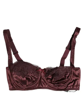 Dolce & Gabbana Womens Burgundy Silk Underwired Balconette Bra Underwear Elastane Clothing