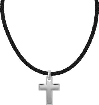 Tom Tailor Tom Tailor Kette mit Anh&auml;nger f&uuml;r Herren, Edelstahl, 47+5 cm, silber, Kreuz-Anh&auml;nger, Geschenkidee, Halsschmuck, Herrenschmuck, 2100699