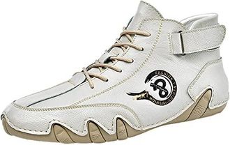 Generic Baskets montantes pour homme - Chaussures de course à pied - Couleur unie - Style décontracté - En cuir - Style britannique - À lacets - Chaussures de