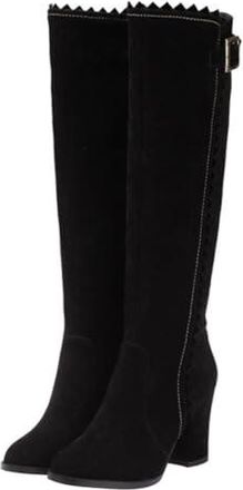 BESTONZON iplusmile Bottes Montantes &agrave; Talons Hauts pour Femmes Bottes Hautes en Cuir Synth&eacute;tique Noir Taille 41 Fermeture &Eacute;clair Lat&eacute;rale Style Chevalier Autom