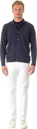 Drumohr Homme, Pulls, Bleu, Taille: 2XL Cardigan en coton avec poche poitrine