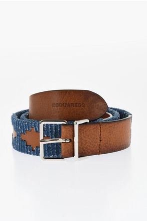 Dsquared2 Leather Belt with Denim Trims 30mm size 85