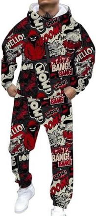 Generic Surv&ecirc;tement 2 pi&egrave;ces pour homme - Surv&ecirc;tement de sport - Surv&ecirc;tement de loisirs - Streetwear - Surv&ecirc;tement &agrave; capuche et pantalon de jogging, rouge, 3X