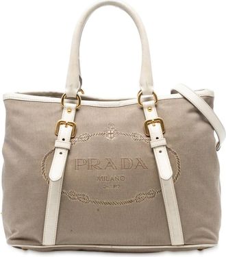 Prada Hobo Bags - Canvas Canapa Logo Satchel - Gr. unisize - in Braun - für Damen