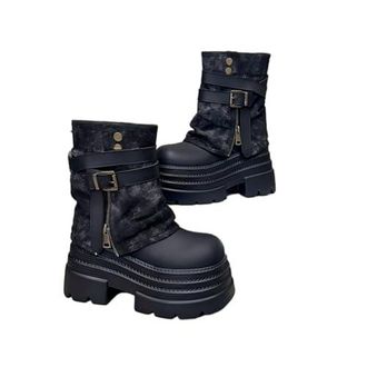 Generic Bottes dhiver pour femme et femme - Style britannique - Bottes moulantes pour femme - Bottes r&eacute;tro tendance et polyvalentes - Chaussures &eacute;l&eacute;gantes, No