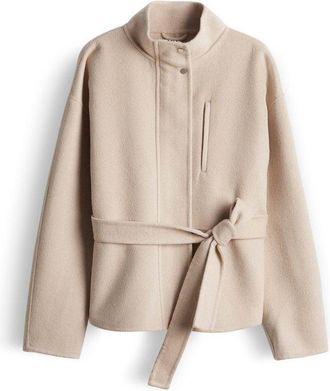 someday Wolljacke VEVA Regular mit Bindeg&uuml;rtel tailliert, gek&auml;mmte Oberfl&auml;che