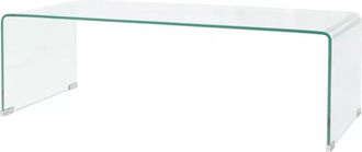Festnight Couchtisch aus gehärtetem Glas Wohnzimmertisch Beistelltisch Sofatisch 100 x 48 x 33 cm Transparent