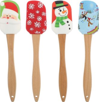 Luxshiny Weihnachten Teigschaber Silikon Spatulas Silikon Spachtel 4 St&uuml;cke K&uuml;chenschaber Butter Sahne Spatel K&uuml;chenutensilien zum Kochen Backen Mischen Weihna