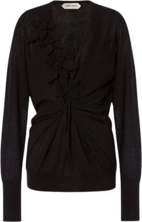 Alberta Ferretti Femme, Pulls, Noir, Taille: 44 FR Draped Long-Sleeved Merino Cashmere Sweater