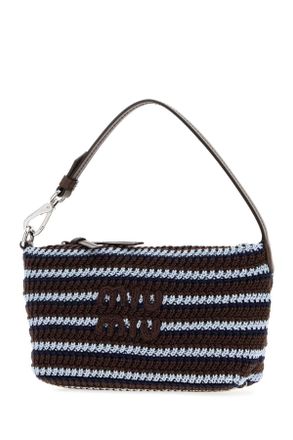 Miu Miu Embroidered Crochet Shoulder Bag - Brown
