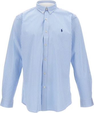 Ralph Lauren Homme, Chemises, Bleu, Taille: M Chemise Popeline Stretch Ray&eacute;e