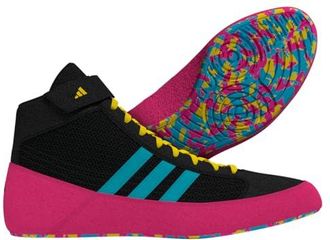 adidas Chaussures de lutte HVC pour homme, noir, cyan rose, 46 EU