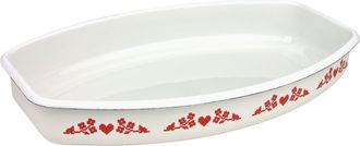 M&uuml;nder-Email Emaille Auflaufform/Brotkorb - wei&szlig; mit Herzmotiv - 29,9cm x 19,2cm