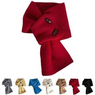 Generic &Eacute;charpe chaude dhiver pour femme avec boutons en bois tricot&eacute;, &eacute;charpe chaude pour temps froid, rouge vin, taille unique