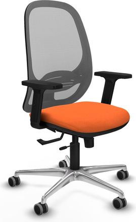 Piqueras y Crespo Studiostuhl mit Rollen von Cilanco mit 2D-Armen, h&ouml;henverstellbare Lendenwirbelst&uuml;tze, ausgestattet mit Syncro/Traslack und Schneideschaum, Grau/Orang