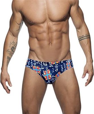 ORANDESIGNE Slip de Bain Homme Piscine Sexy Imprimé Maillot de Bain avec Rembourrage Amovible et Bonnet Push-Up Shorts de Bain A-04 M
