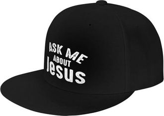 Generic Posez-Moi des Questions sur J&eacute;sus Femme Homme Strapback Cap R&eacute;glable Casquette De Baseball Snapback Casquette Hip Hop pour P&ecirc;che Adulte Camping