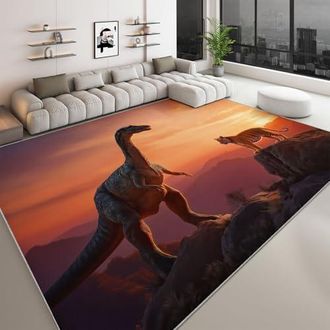 Generic Tapis Lavable &agrave; Poils Courts, Tapis Antid&eacute;rapant Doux Surr&eacute;alisme R&eacute;aliste Animaux Dinosaures pour Salon Salle &agrave; Manger Chambre &agrave; Coucher et Bureau - 