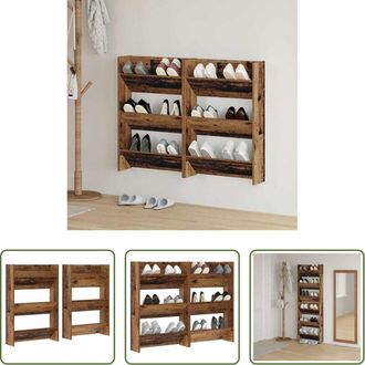 vidaXL Rangement chaussures - Cabinet &agrave; chaussures 2 pcs Bois ancien 60 x 18 x 90 cm