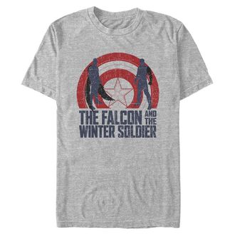 MARVEL Unisex The Falcon And The Winter Soldier Shield Sun Organic Short Sleeve T-shirt, Melange Grey, XL
