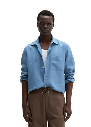 Marc O'Polo Leinenhemd MARC OPOLO, Herren, Gr. L, N-Gr, provincial blau, Web, Obermaterial: 100% Leinen, Manschette, Hemden, im klassisch cleanen Look