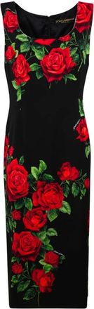 Dolce & Gabbana Robe en charmeuse &agrave; imprim&eacute; rose - Femme - Robes - Multicolore - Taille: 46 FR