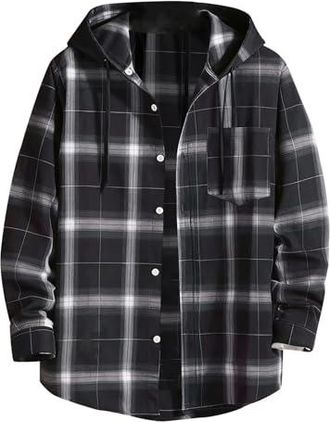 Generic Chemises &agrave; carreaux pour homme - Chemise d&eacute;t&eacute; l&eacute;g&egrave;re &agrave; manches longues - Chemise d&eacute;t&eacute; l&eacute;g&egrave;re - Boutonni&egrave;re - Chemise &agrave; carreaux - Chemise &agrave; manches lo