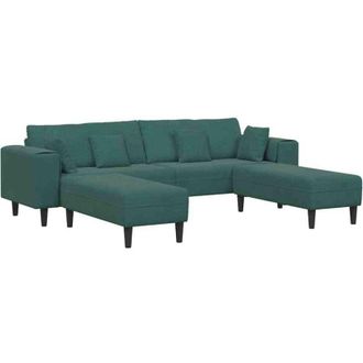 vidaXL Vidaxl - Samt Sofa mit Kissen 3 pcs Dunkelgrün 208 cm Samt