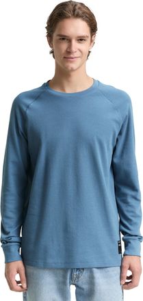 Tom Tailor Herren 1048996 Langarmshirt mit Waffelstruktur, 28969-Dusty Denim Blue, XXL