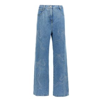 Mach & Mach Crystal Ribbon Hot Fix Jeans - - Jeans - Damen - Blau - 2XS