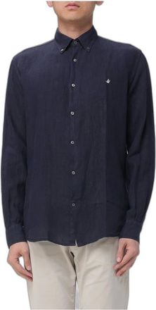 Brooksfield Chemise en lin &agrave; col italien 202A.s034 - Homme - Chemises - Bleu - Taille: 5XL