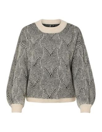 Pieces Pcjenna LS O-Neck Knit Noos BC Pull en Tricot pour Femme, Whitecap Gray/Detail:Black, S