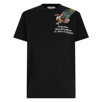 Philipp Plein Rundhals-T-Shirt Eagle Montecarlo - - Tops - Herren - Schwarzk - S