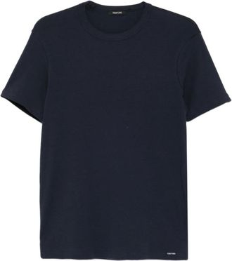 Tom Ford Homme, Tops, Noir, Taille: 2XL T-shirt &agrave; manches courtes et col rond
