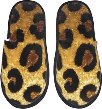 Generic Paillettes L&eacute;opard Dor&eacute;es Unisexe Chaussures De Maison L&eacute;g&egrave;res Slippers Confortable Pantoufles Pour Maison Automne Ext&eacute;rieur L