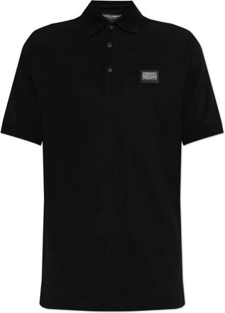 Dolce & Gabbana Homme, Tops, Noir, Taille: 3XL Polo avec application logo