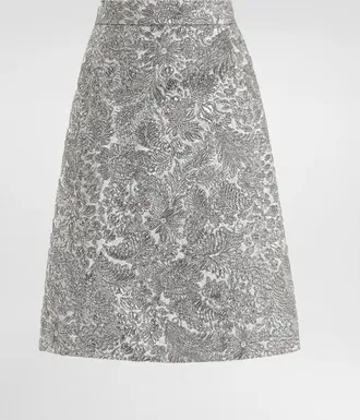 Dolce & Gabbana Lamé Floral Jacquard Midi Skirt - Frau Röcke Silber 46