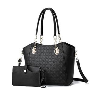 Nicole & Doris Sac a Main et Portefeuille Femme Sac Fourre Tout Moyen Cuir PU Sac &agrave; Main Bandouli&egrave;re Ensemble Sac D&eacute;paule pour Travail Shopping Voyage Noir