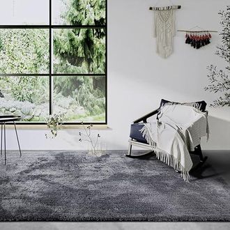 Hanse Home Olaf Teppich - Flauschiger Hochflor Wohnzimmerteppich - Einfarbig Weich Pflegeleicht Langflor für Wohnzimmer, Esszimmer, Schlafzimmer, Kinderzimmer - 