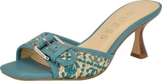 Guess Damen Dista Sandalen mit Absatz, Hellblaues Logo 450, 36 EU