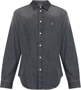 Versace Homme, Chemises, Gris, Taille: XL Chemise en jean avec &eacute;cusson