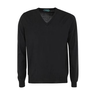 Zanone V-Ausschnitt Basic Pullover Pullover - - Knitwear - Herren - Schwarzk - 3XL