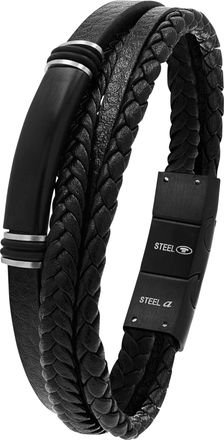 Tom Tailor Tom Tailor Identarmband f&uuml;r Herren, Edelstahl und Leder und Kautschuk, 20+1,5 cm, schwarz, Geschenkidee, Armschmuck, Herrenschmuck, 2100691