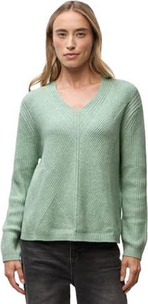Street One 3015726 Pull structuré à col en V, Serene Green Mel, 42 Femme