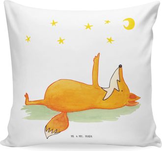 Mr. & Mrs. Panda 40x40 Kissen Fuchs Sterne - Geschenk, Sofakissen, Kissenh&uuml;lle, Sternengucker, Always Look on The Bright Side of Life, Dekokissen